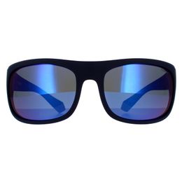 Polaroid Wrap Mens blau grau blau Spiegel polarisierte Sonnenbrille