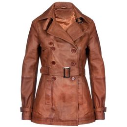 Mittellanger Damen-Trenchcoat aus Leder &ndash; Oakham