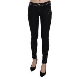 Costume National Schwarze Niedrigbund Rei&szlig;verschluss Leg Skinny Denim Jeans