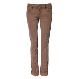 Acht Braune Baumwoll Slim Fit Denim Niedrigbundjeans