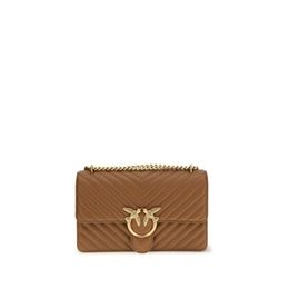 Pinko Braune Kalbleder Bos Taurus Schultertasche