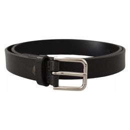 Dolce & Gabbana Dolce & Gabbana Kalbsleder G&uuml;rtel mit silbernem Metallverschluss in Schwarz