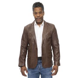 Schmale Herren-Blazerjacke aus Leder mit 2 Kn&ouml;pfen &ndash; London