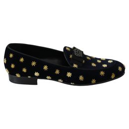 Dolce & Gabbana Dolce & Gabbana Blaue Samtkrone Hausschuhe Loafers Schuhe