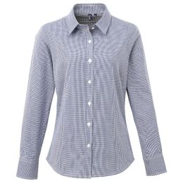 Premier Womens/Ladies Gingham Langarmhemd (Marine/Wei&szlig;)