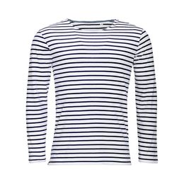 SOLS Mens Marine Long Sleeve Stripe T-Shirt (Wei&szlig;/Marine)