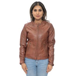 Hellbraune Damen-Bikerjacke aus Leder &ndash; Prag