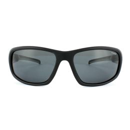 Polaroid Sport Wrap Mens Schwarz & Grau Grau polarisierte Sonnenbrille