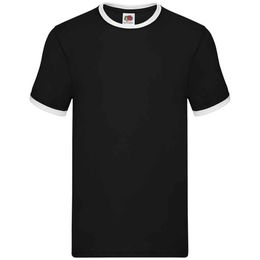 Fruit of the Loom - "Ringer" T-Shirt f&uuml;r Herren (Schwarz/Wei&szlig;)