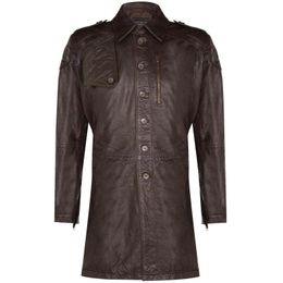 Weicher, langer Milit&auml;r-Trenchcoat aus Distressed-Leder