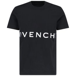 ubergroses schwarzes T-Shirt mit aufgesticktem Givenchy-Logo
