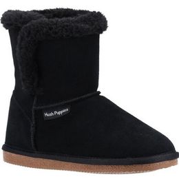 Hush Puppies M&auml;dchen Ashlynn Wildleder Hausschuhe (Schwarz)