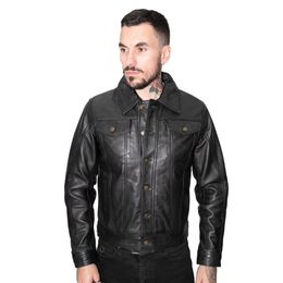 Retro-Truckerjacke aus Leder f&uuml;r Herren &ndash; Constantine