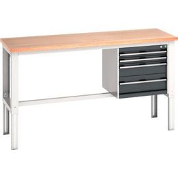 Bott Arbeitstisch, manuell h&ouml;henverstellbar, Buche-Multiplexplatte, B 2000 x T 750 x H 740-1140 mm, bis 600 kg, lichtgrau/anthrazitgrau