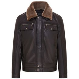 Schwarzes Trucker-Shirt aus Leder f&uuml;r Herren - Tornio