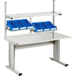 treston Arbeitstischsystem WB815 ESD, stufenlos h&ouml;henverstellbar, ESD-Laminatplatte, B 1500 x T 800 x H 700&ndash;1100 mm, 300 kg, hellgrau