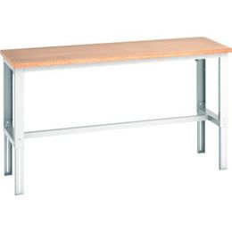 Bott Arbeitstisch cubio, manuell h&ouml;henverstellbar, Buche-Multiplexplatte, B 2000 x T 750 x H 740-1140 mm, bis 600 kg, lichtgrau RAL 7035