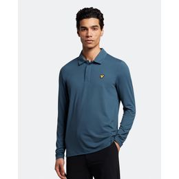 Lyle & Scott Lyle & Scott Lang&auml;rmeliges Poloshirt mit verdecktem Knopf in Navy