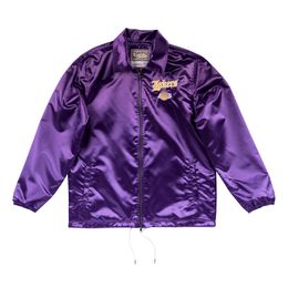 Mitchell & Ness Mitchell & Ness Los Angeles Lakers NBA Old English verblasste Satinjacke