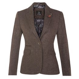 Brauner Tweed-Blazer im 1920er-Jahre-Stil mit Fischgr&auml;tenmuster f&uuml;r Damen