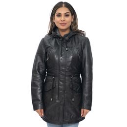 Damen-Parkajacke aus Leder mit Kapuze &ndash; Bukarest