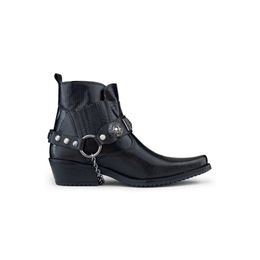 Winklepicker Western-Gothic-Stiefel f&uuml;r Herren aus schwarzem Leder