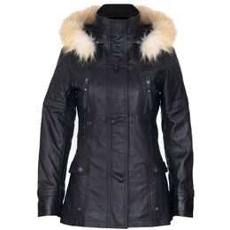 Damen-Parkajacke aus gestepptem Leder mit Kapuze &ndash; Northampton