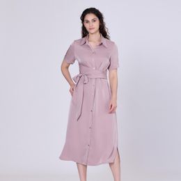 Midi-Hemdblusenkleid aus mattem Satin