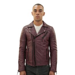 Brando Herren-Bikerjacke aus Leder mit doppeltem Kreuzrei&szlig;verschluss und Casablanca