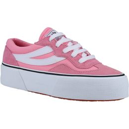 Superga 3041 Revolley Colorblock Platform Leder Damen Rosa/Wei&szlig; Turnschuhe