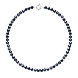 DIADEMA - Halskette - Echte S&uuml;&szlig;wasserperlen und - Schwarzer Tahitian Style - Silber