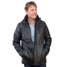 Warme mittellange Leder-Bikerjacke