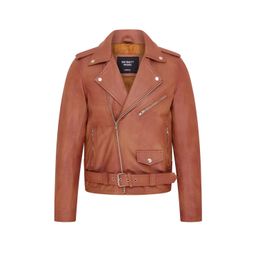 Hellbraune klassische Brando-Leder-Bikerjacke f&uuml;r Herren &ndash; Heinola