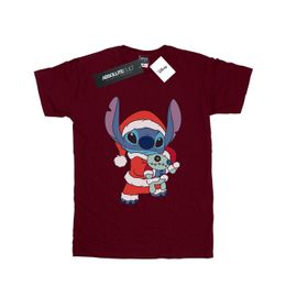 Disney Damen/Damen Lilo und Stitch Stitch Weihnachten Baumwolle Boyfriend T-Shirt (Burgund)