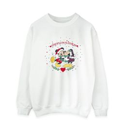 Disney - "Mickey Mouse Mickey Minnie Christmas" Sweatshirt f&uuml;r Herren (Wei&szlig;)