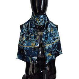 Dolce & Gabbana Dolce & Gabbana Blau Marmor Nadelstreifen Ausfransenkante Herren Schal
