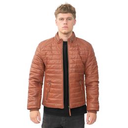 Hellbraune Herren-Pufferjacke aus gestepptem Leder &ndash; Tallinn