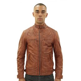 Klassische gesteppte Bikerjacke aus Leder f&uuml;r Herren-Silsden