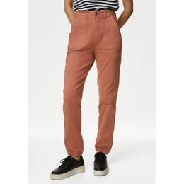 Marks & Spencer M&S Collection Damen Baumwollmischung Slim Fit Kn&ouml;chel Grazer Jogger Ziegelrot