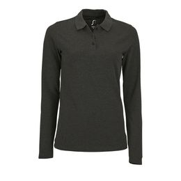SOLS Womens/Ladies Perfect Long Sleeve Pique Polo Shirt (Charcoal Marl)