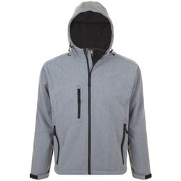 SOLS Mens Replay Hooded Soft Shell Jacket (atmungsaktiv, winddicht und wasserabweisend) (Grey Marl)