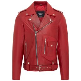 Brando-Bikerjacke aus rotem Rindsleder f&uuml;r Herren - Pargas