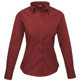 Premier - Bluse f&uuml;r Damen Lang&auml;rmlig (Burgunder)