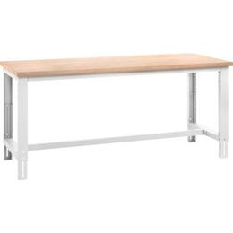 Bott Arbeitstisch cubio, manuell h&ouml;henverstellbar, Buche-Multiplexplatte, B 2000 x T 750 x H 740&ndash;1140 mm, 1000 kg, lichtgrau/anthrazit
