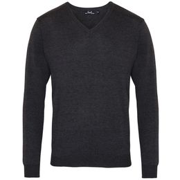 Premier Herren Strick-Pullover mit V-Ausschnitt (Anthrazit)