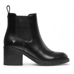 Windsor Smith Damen &ndash; Klassische Chelsea-Stiefel aus schwarzem Leder mit Plateausohle &ndash; Varsity