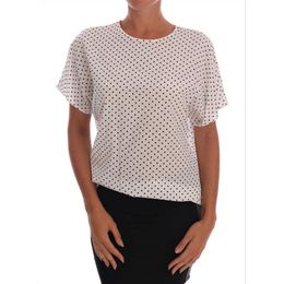 Dolce & Gabbana Dolce & Gabbana Wei&szlig;es Polka-Dot Seiden-T-Shirt-Oberteil
