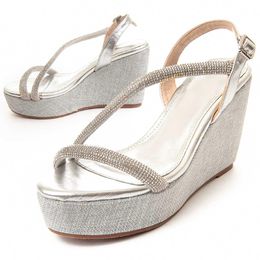 MonteVita Wedge Sparto Sandale Wesparto8 in Silber