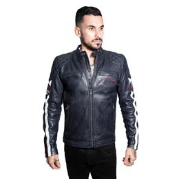 Klassische gestreifte Racing-Lederjacke f&uuml;r Herren &ndash; Barcelona