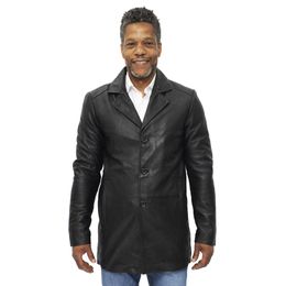 Cromby-Mantel aus schwarzem 3/4-Leder f&uuml;r Herren-Rosario